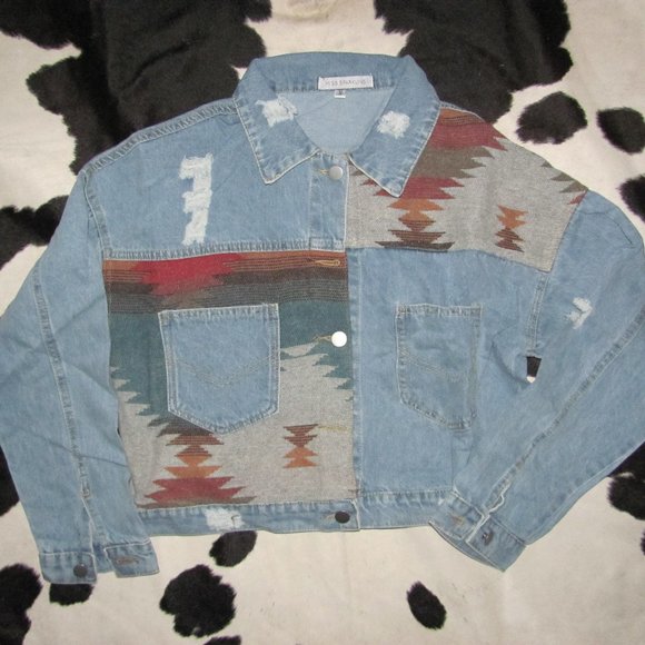 LADIES AZTEC PRINT JEAN JACKET | Jackets & Coats | Ladies Aztec Print ...